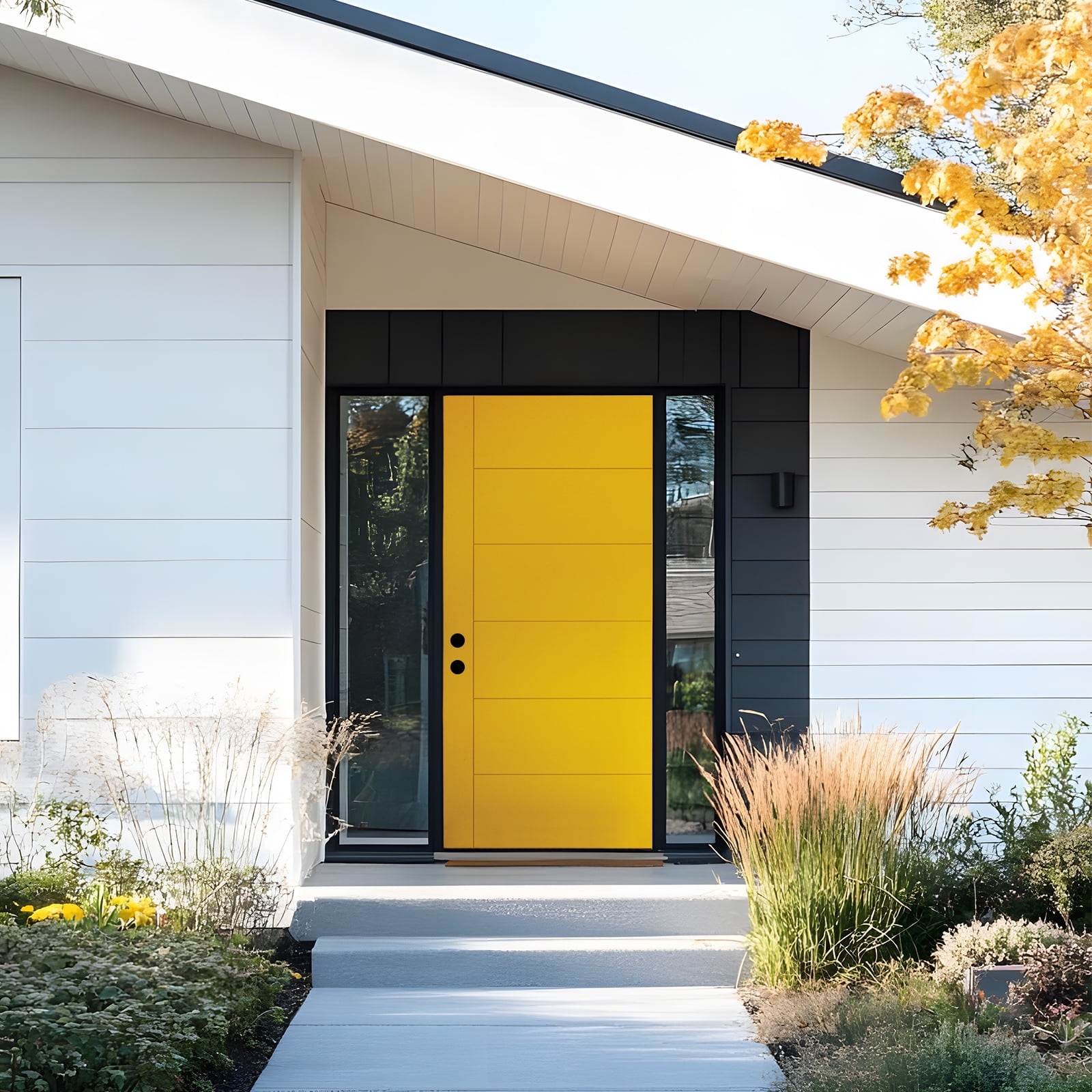36“ x 80” Fiberglass Exterior Entry Door, Right-Hand Inswing, Yellow ...