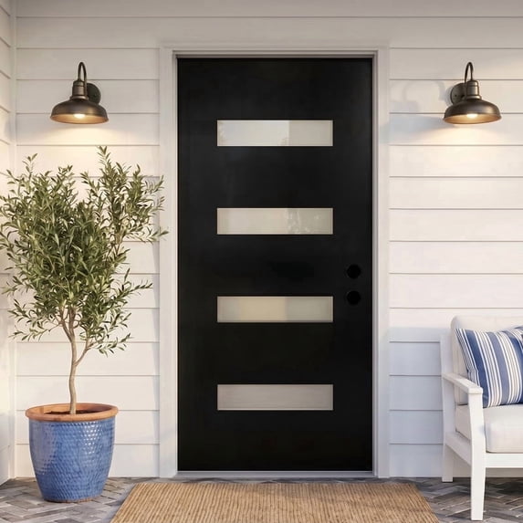 36" x 80" Fiberglass Prehung Front Entry Door, Left-Hand Inswing ...