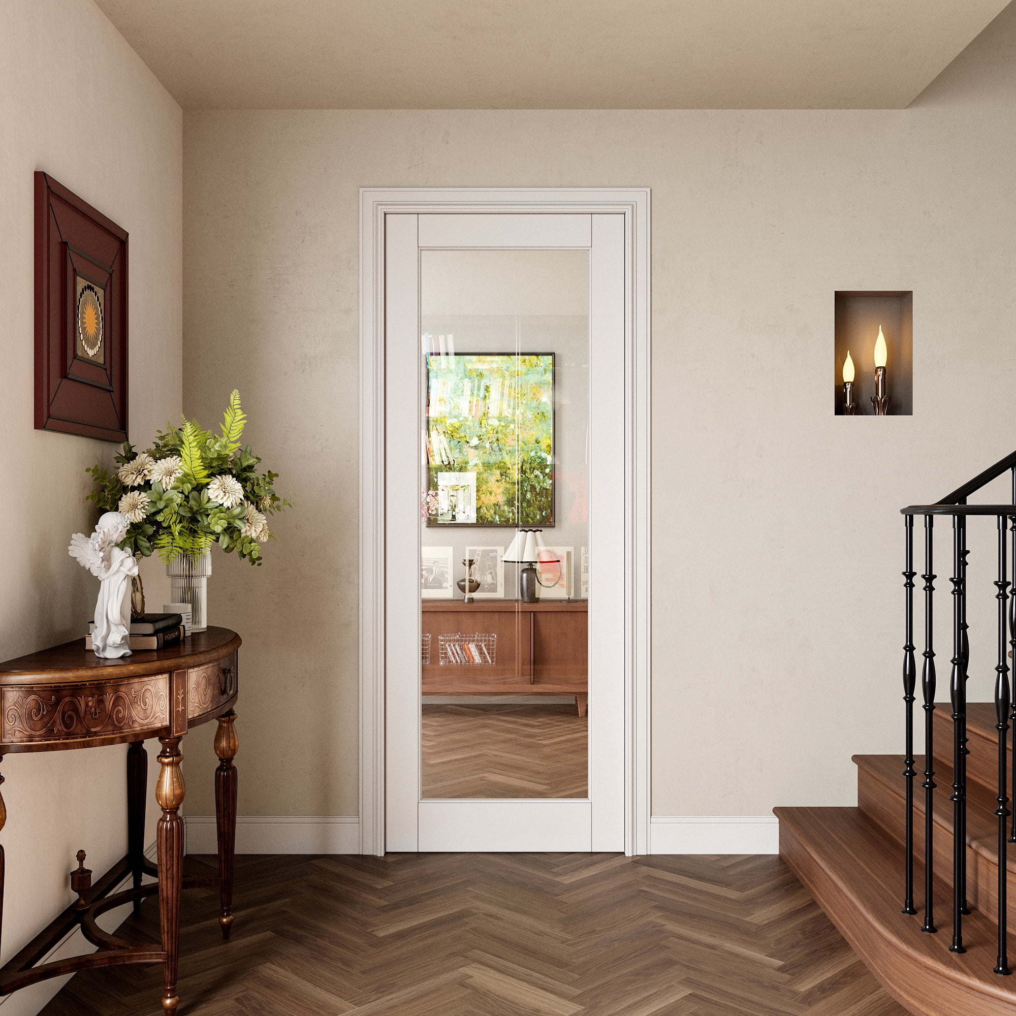 36" x 80" Interior Primed Slab Door Full Lite Clear Glass Solid ...