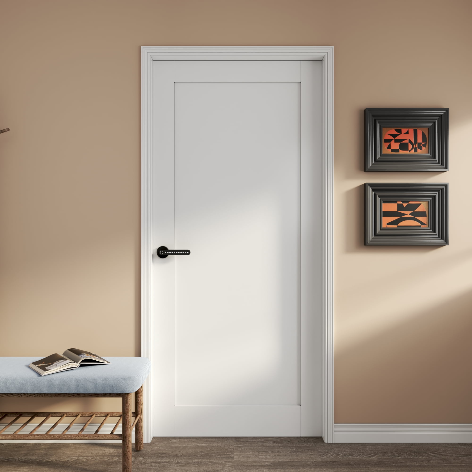 36" x 80" Solid Manufactured Wood Paneled Primed Standard Door With ...