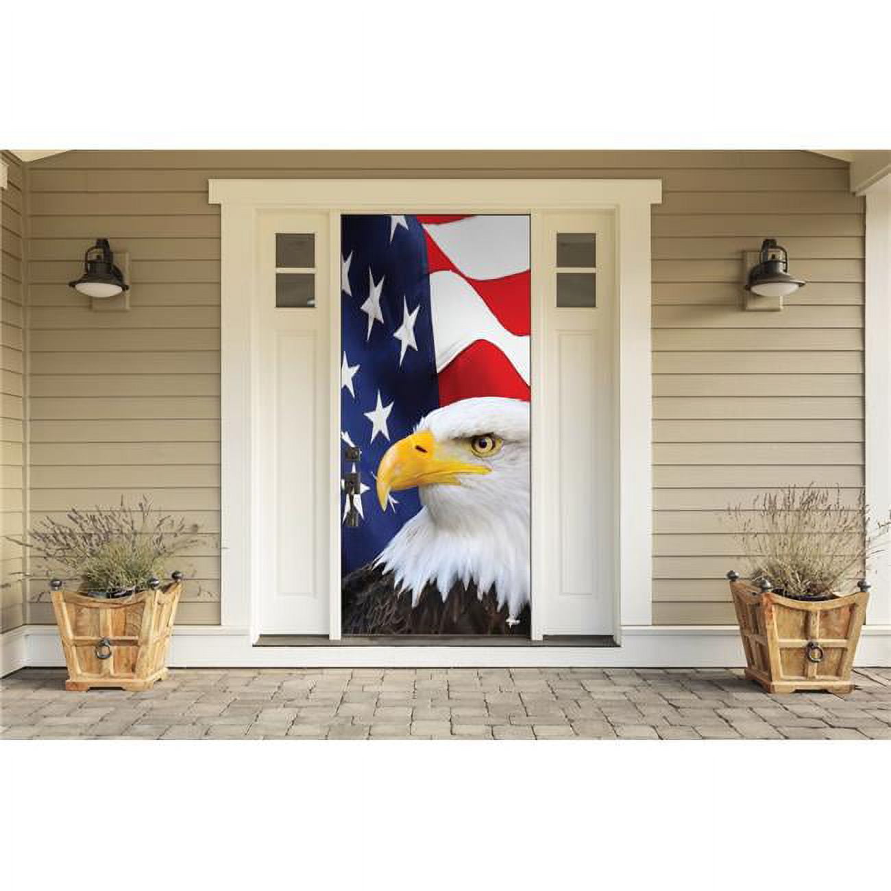 36 x 80 in. USA Flag & Eagle Patriotic Front Door Mural Sign Banner ...