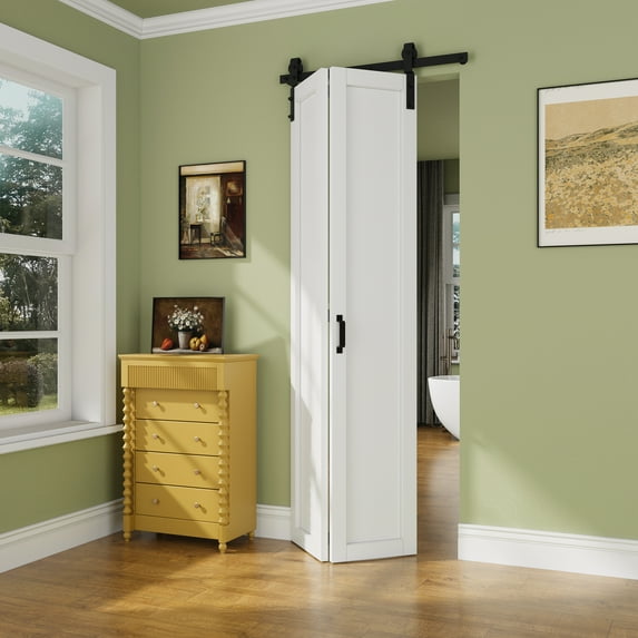 36'' x 84'' Bifold Barn Doors and Hardware Included, White Smooth ...