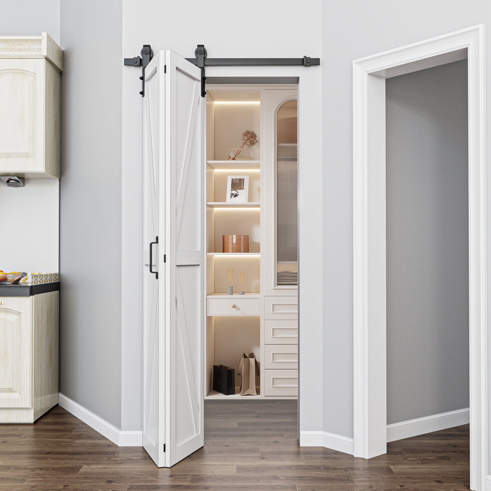 36'' x 84'' Bifold Barn Doors and Hardware Included, White Smooth ...