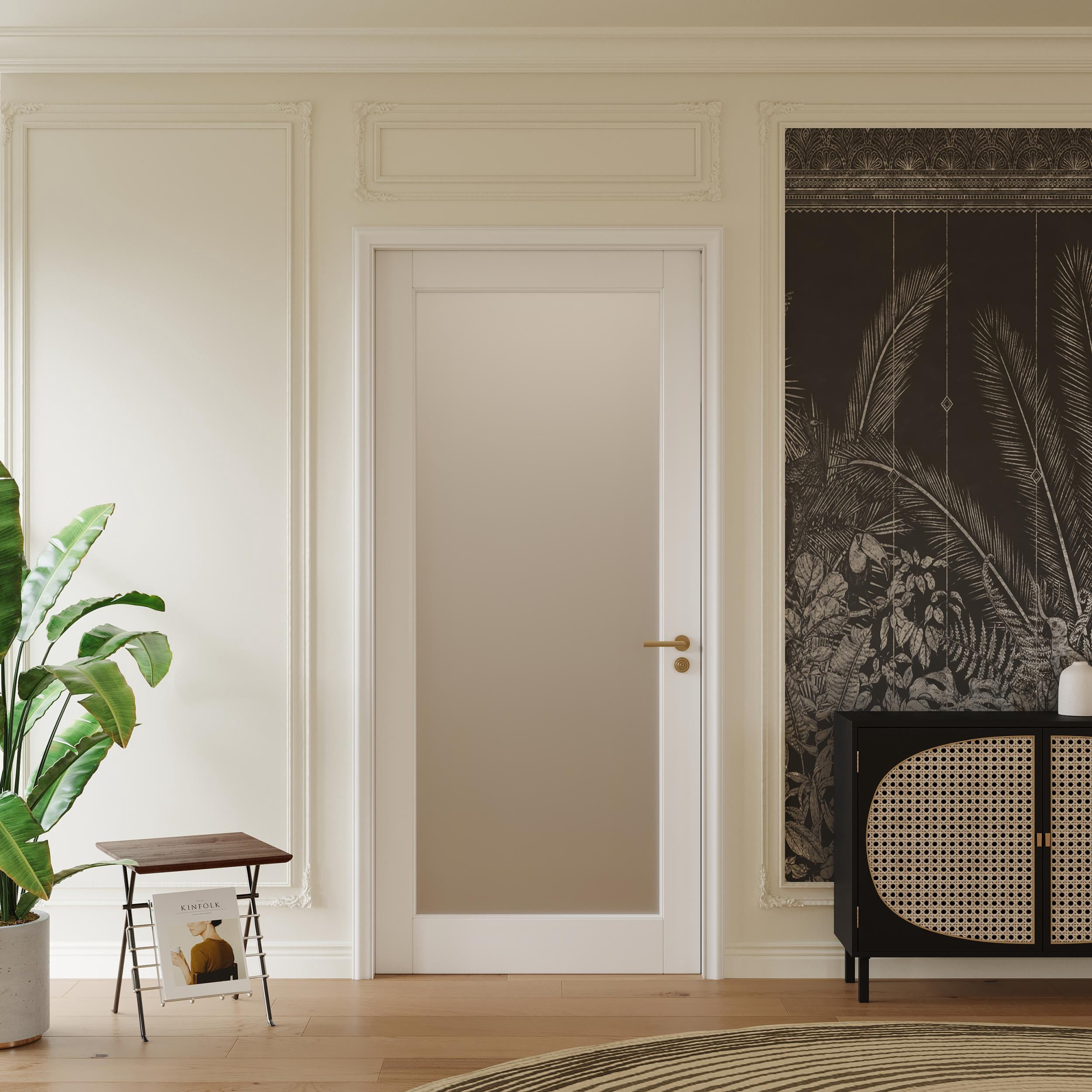 36" x 96" Pantry Door Slab Frosted Glass Wood and Manufacture Wood ...