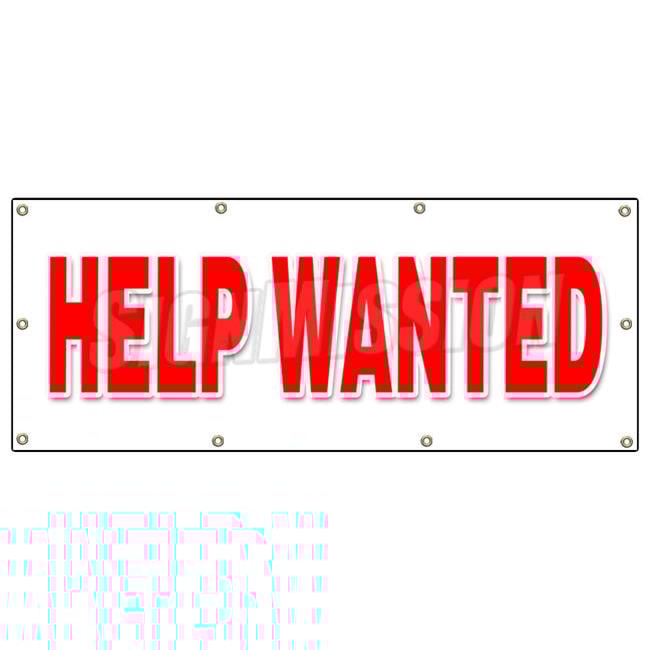 36 x 96 in. Help Wanted Banner Sign - Now Hiring Interview Application ...