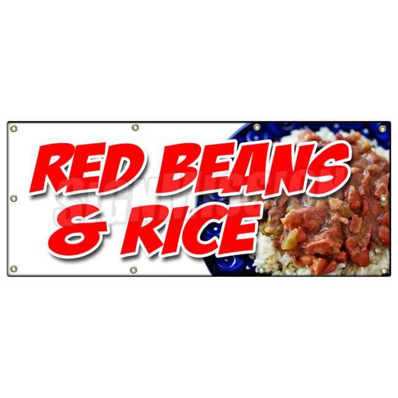 36 x 96 in. Red Beans & Rice Banner Sign - Louisiana Cajun New Orleans ...