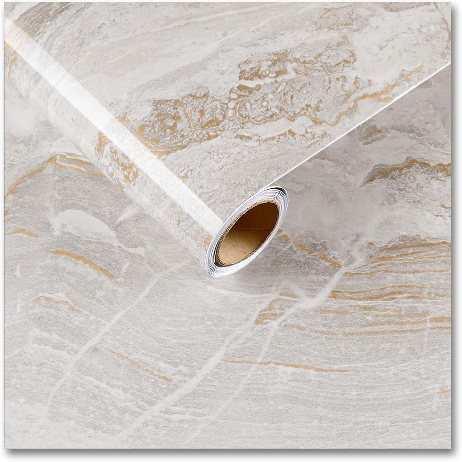 36"x118" Wide Beige Gold Marble Contact Paper for Kitchen Countertop ...