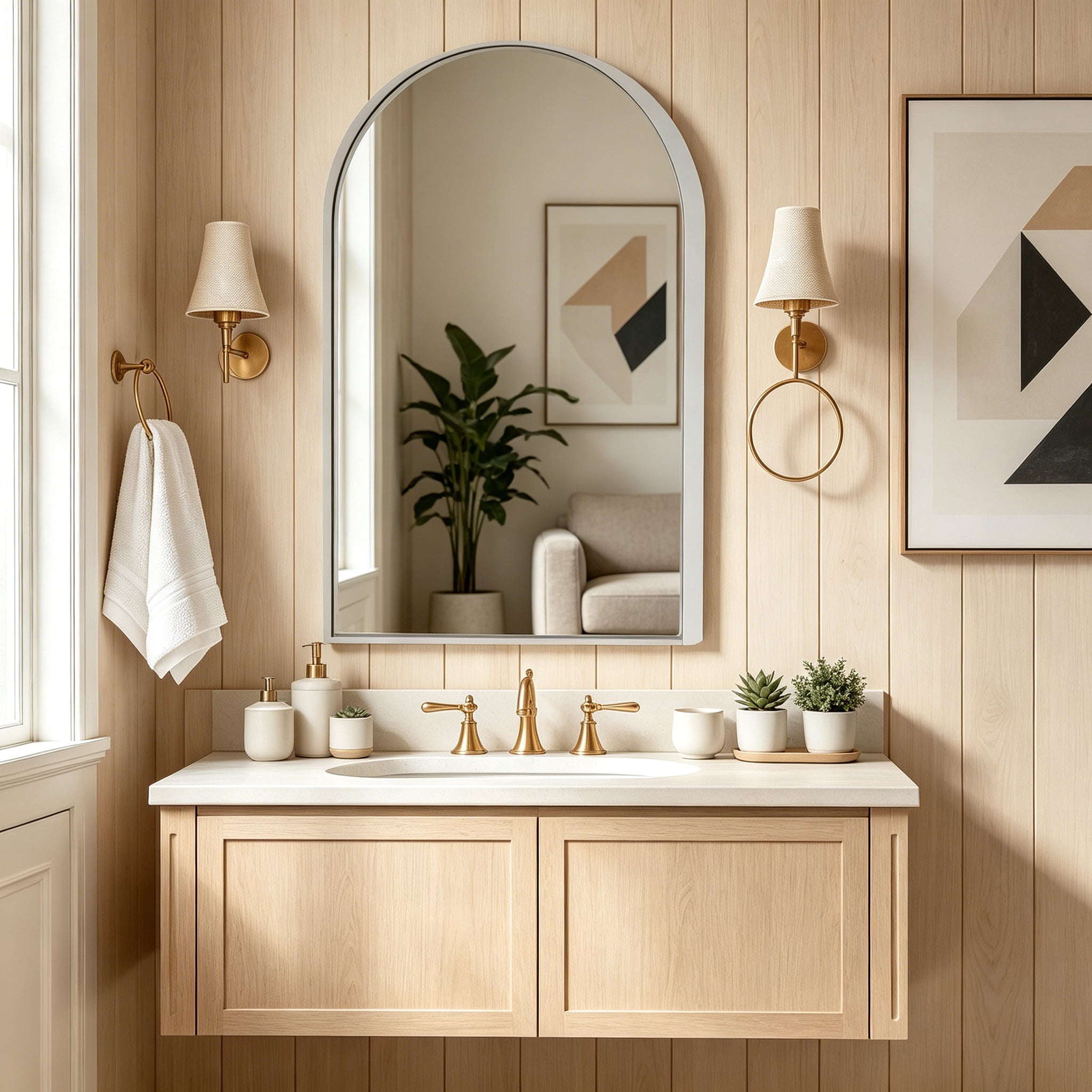 36"x24" Arched Recessed Medicine Cabinet with Mirror, Beveled Edge ...