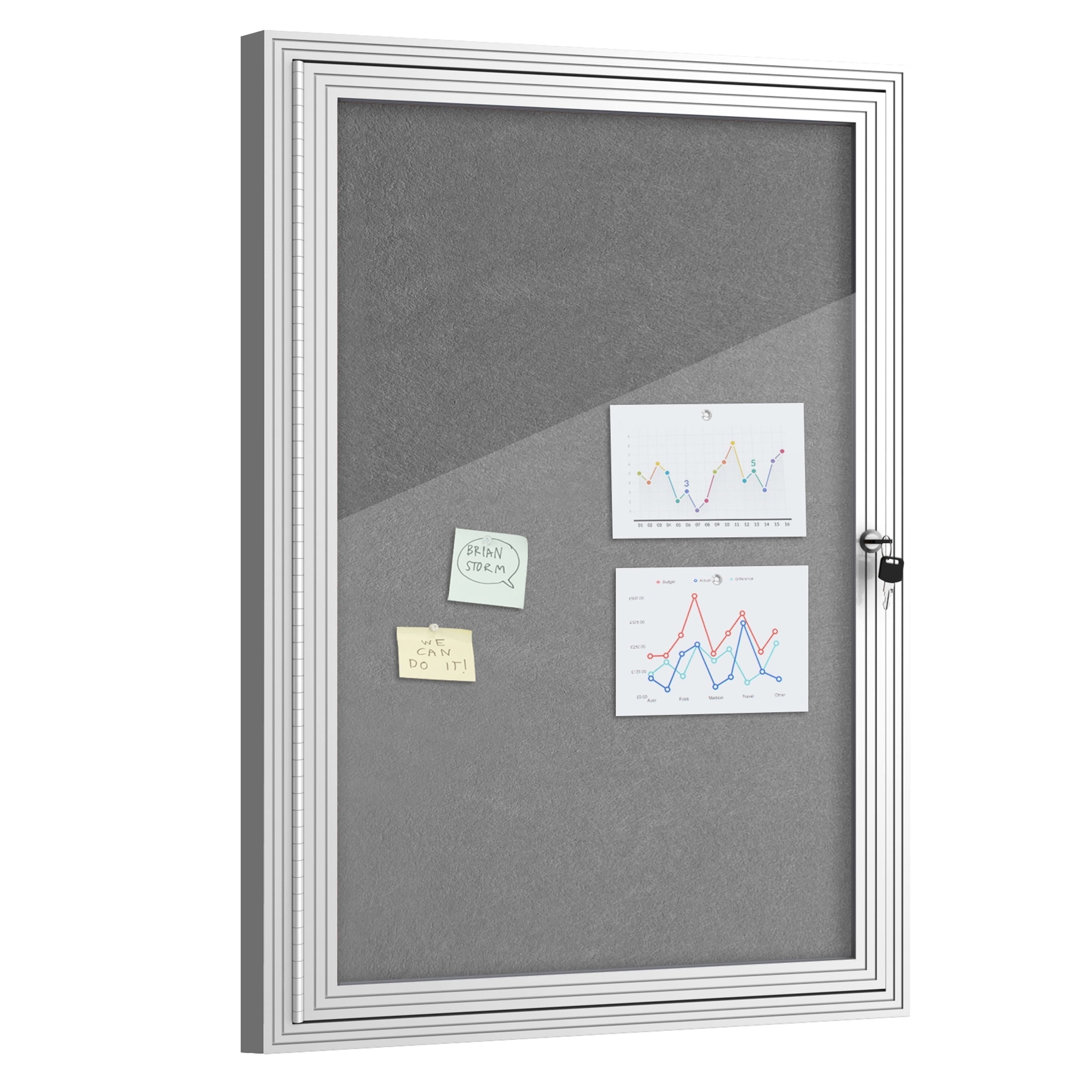 36"x24" Enclosed Bulletin Board, Outdoor Lockable Weather-Resistant ...