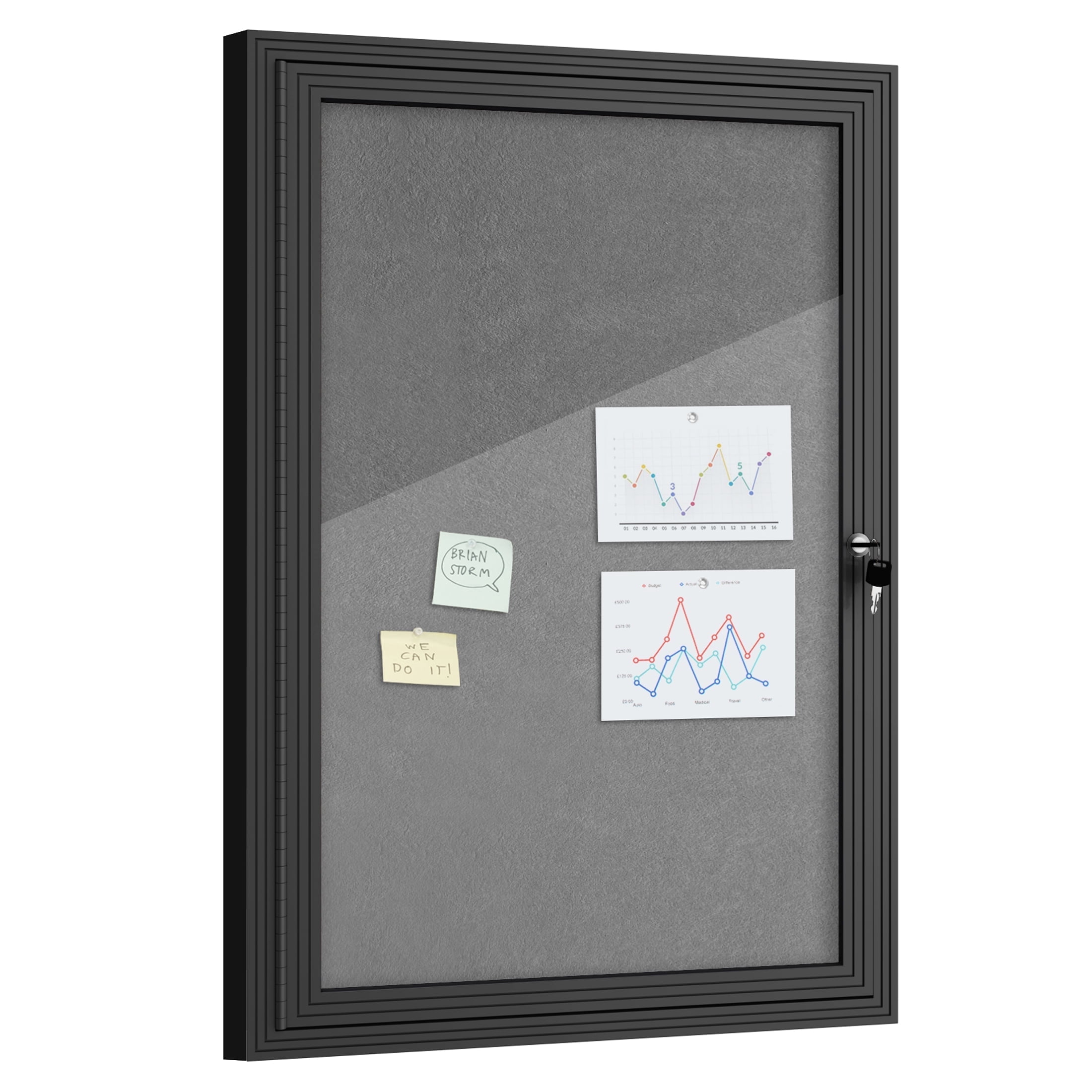 36"x24" Enclosed Bulletin Board, Outdoor Lockable Weather-Resistant ...
