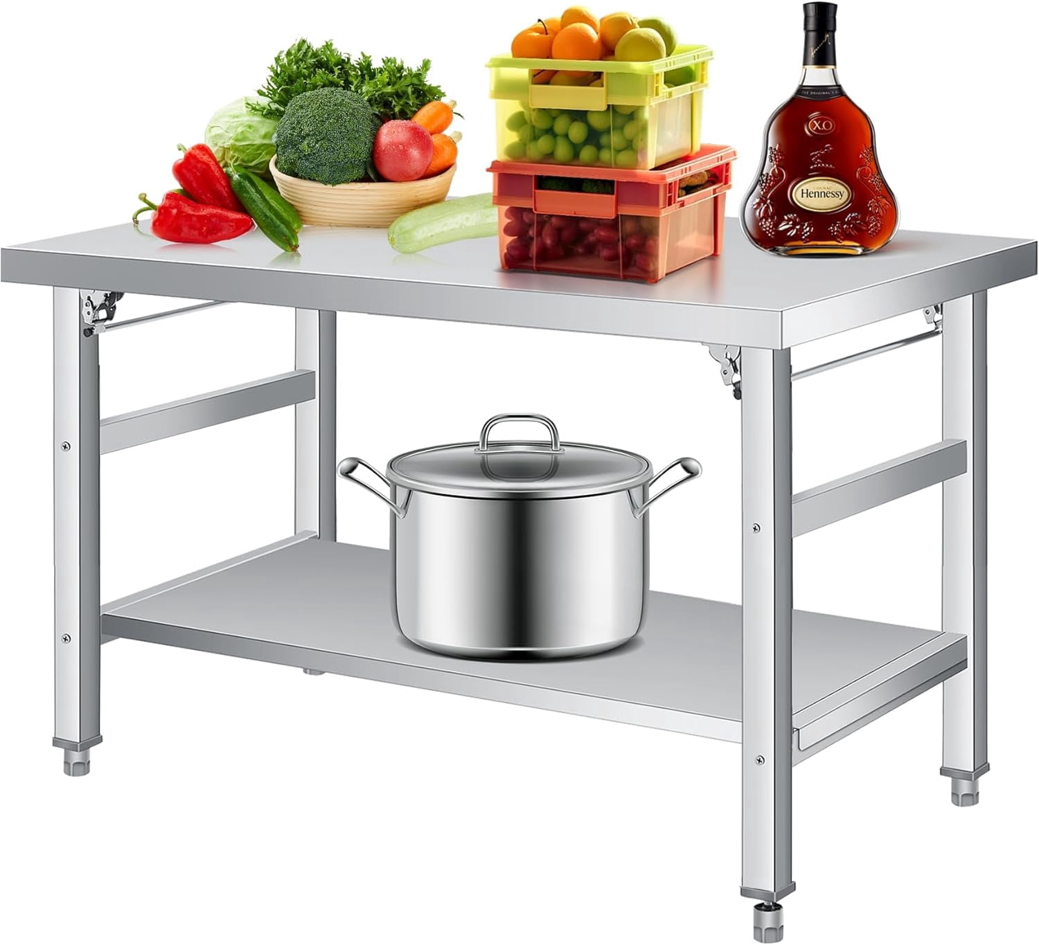 36"x24" Heavy Duty Stainless Steel Prep Table, Foldable Commercial ...