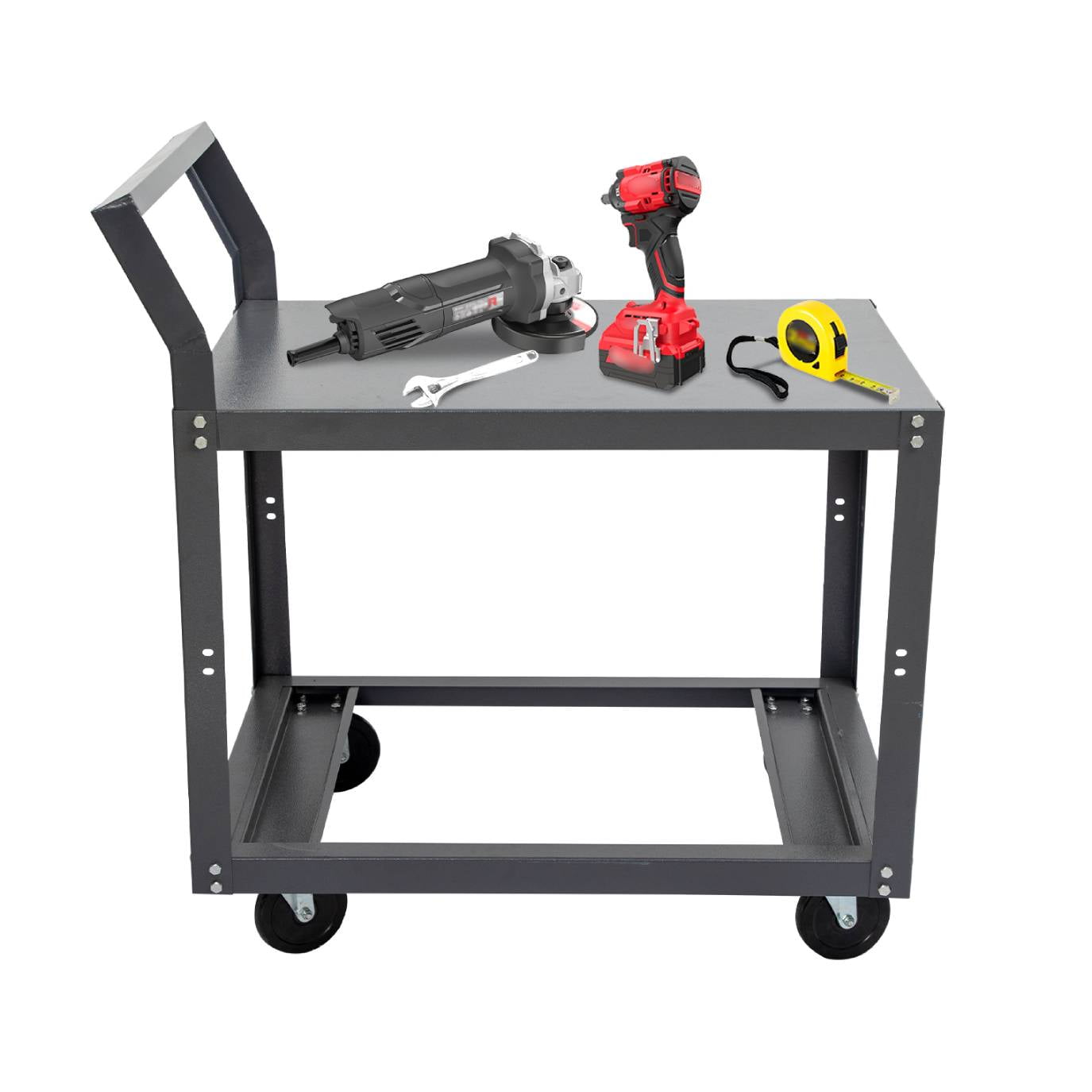 36"x24" Portable Steel Workbench with Wheels and Detachable Handle ...