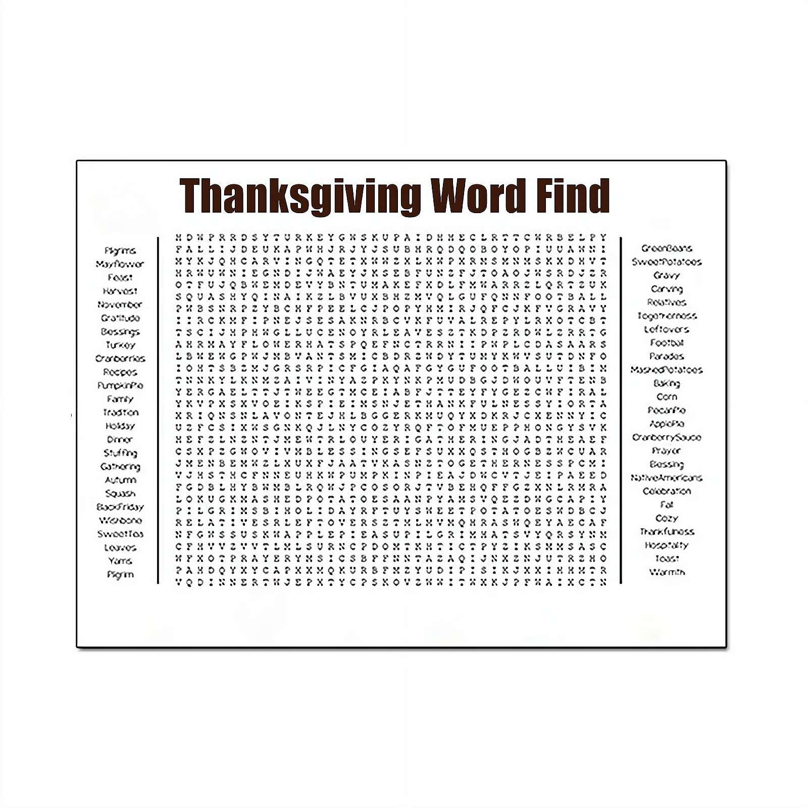 36"x24" Thanksgiving Christmas Word Search Poster, Fun Family Activity ...