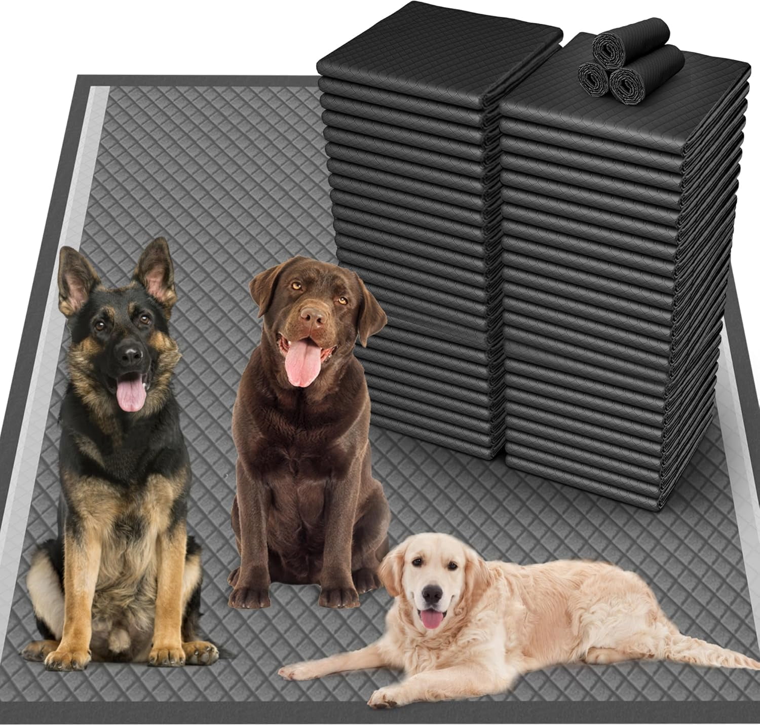 36"x36" Activated Charcoal Pee Pads for Dogs , 50 Count, Extra Large ...