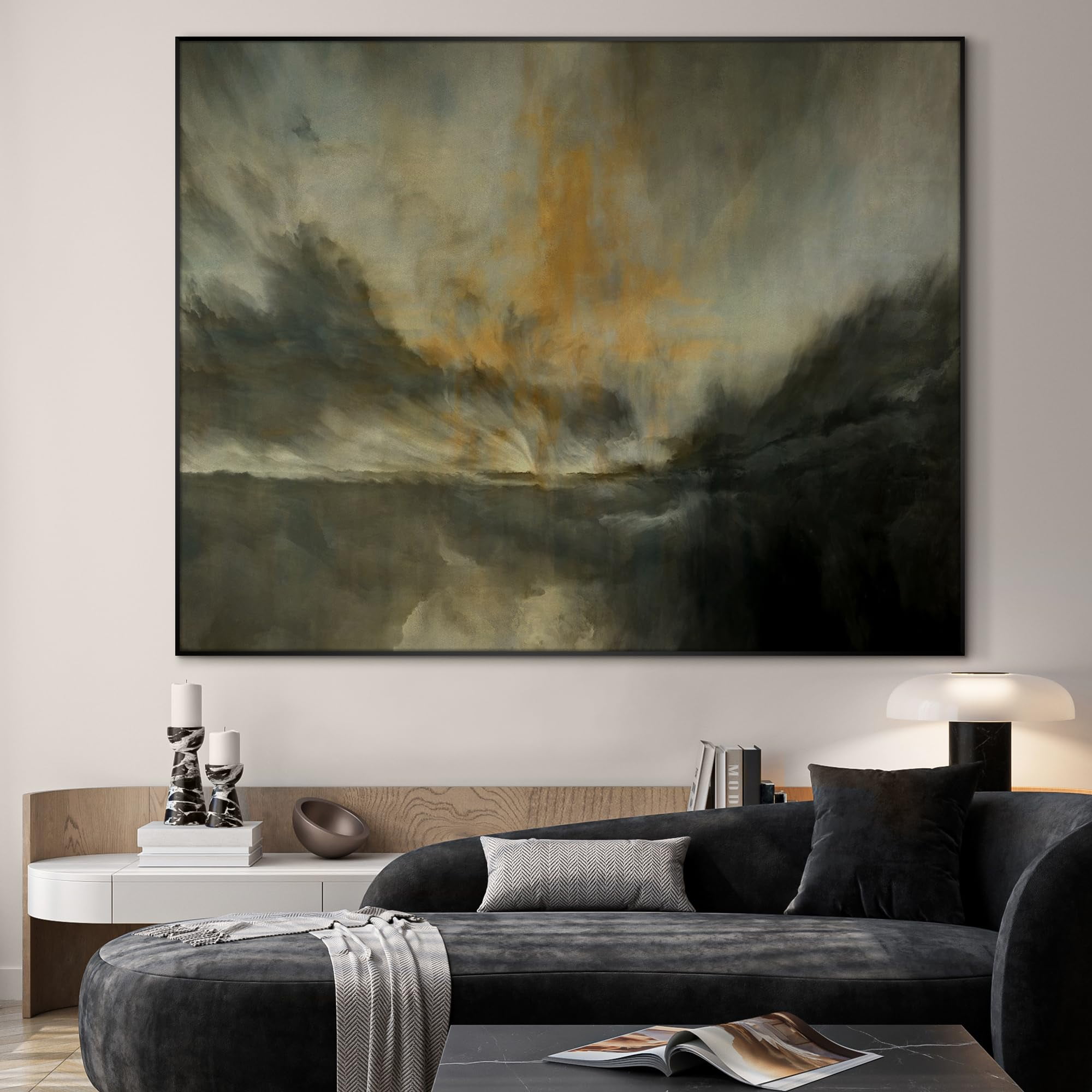 36"x46" Extra Large Framed Wall Art Moody Sunset Landscape Dramatic Sky ...
