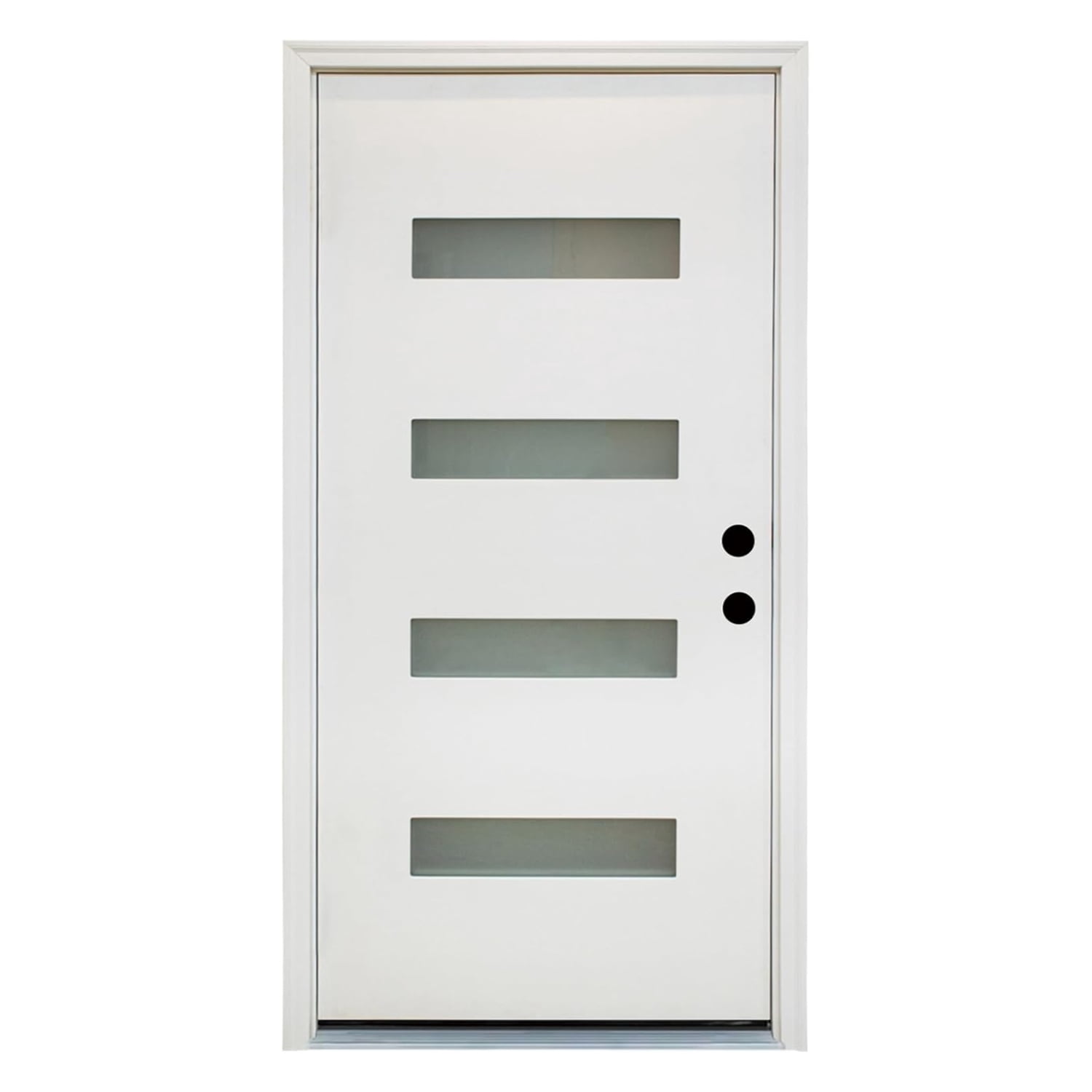 36"x80" Fiberglass Entry Door, Left-Hand Inswing, 4-Lite Frosted Glass ...