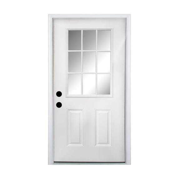 36"x80" Fiberglass Entry Door with Brickmould, 4-9/16" Vinyl Frame, 9 ...