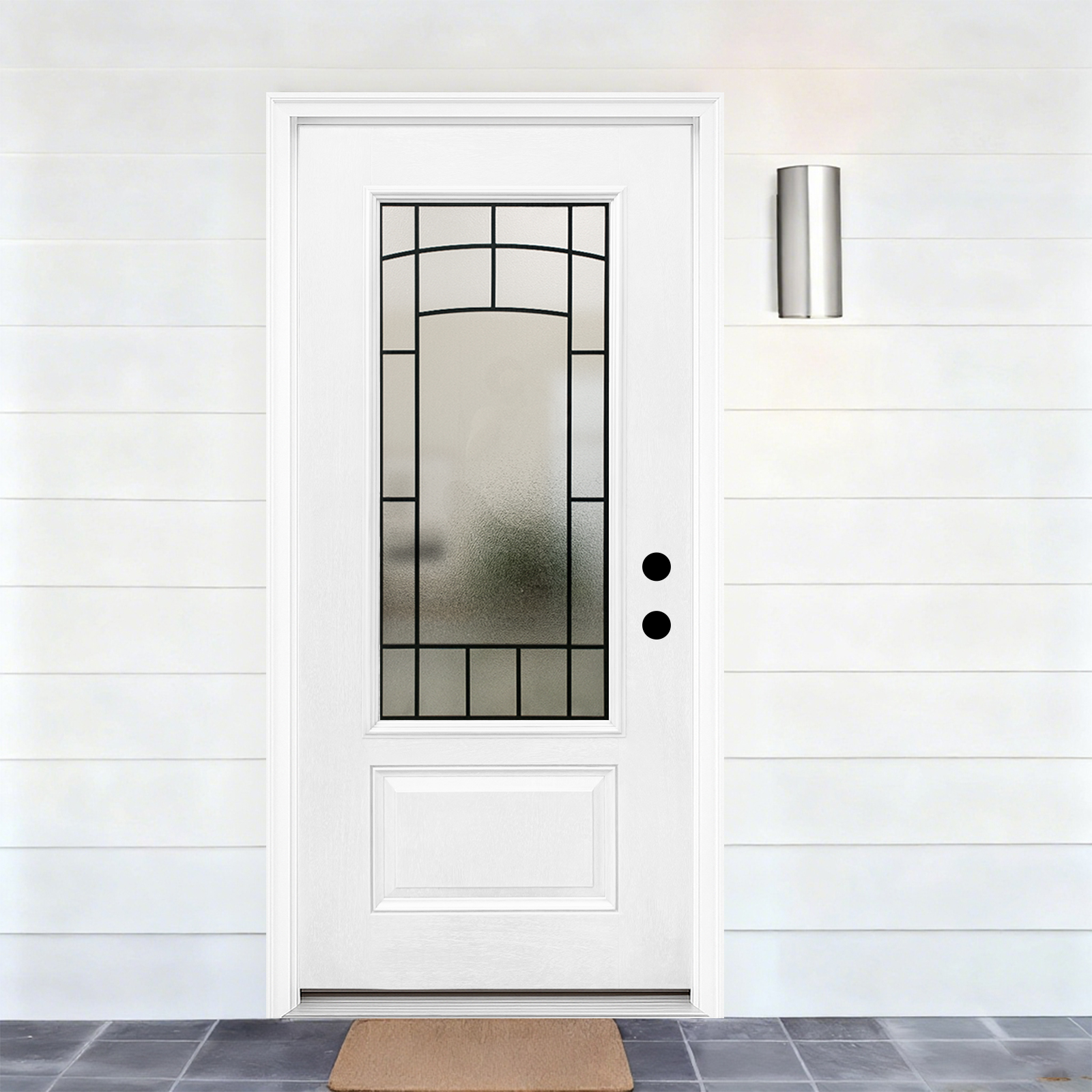 36"x80" Fiberglass Exterior Door, Prime White Front Entry Door with 3/4 ...