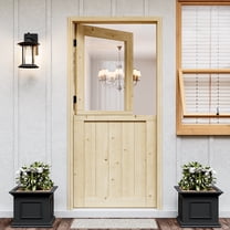 32" x 80" Slab Only, Unfinished Dutch Door, 1-Lite Half Clear Glass ...