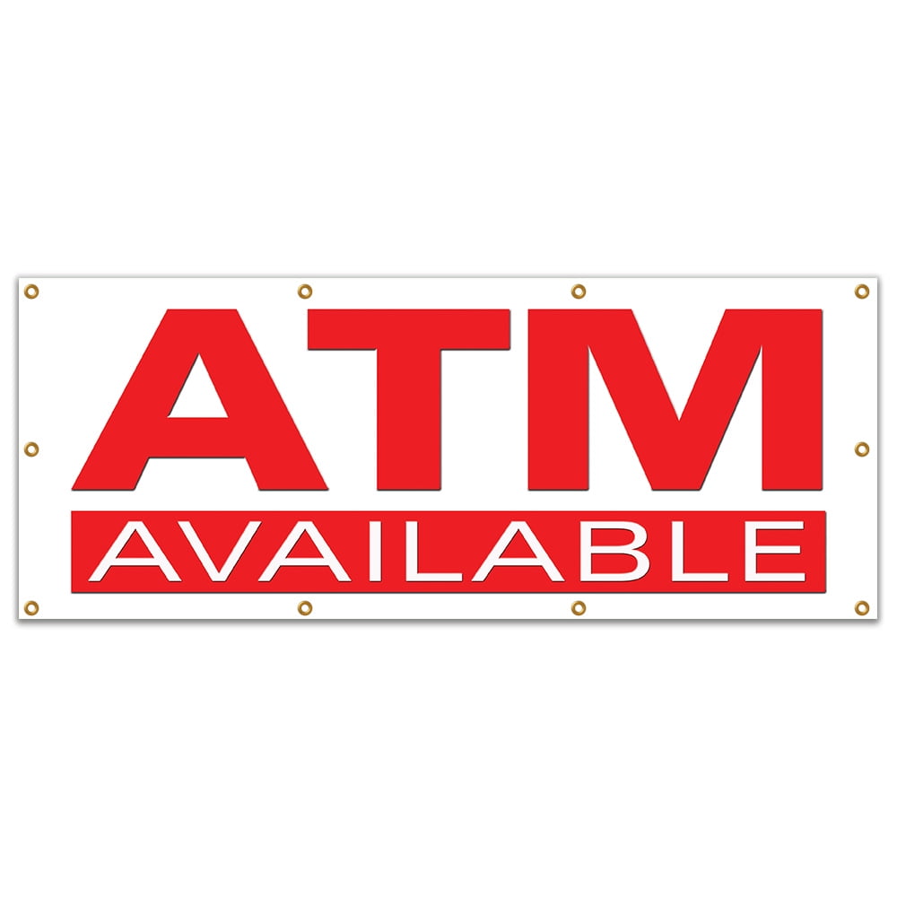36"x96" ATM BANNER SIGN automatic bank machine auto teller cash here ...