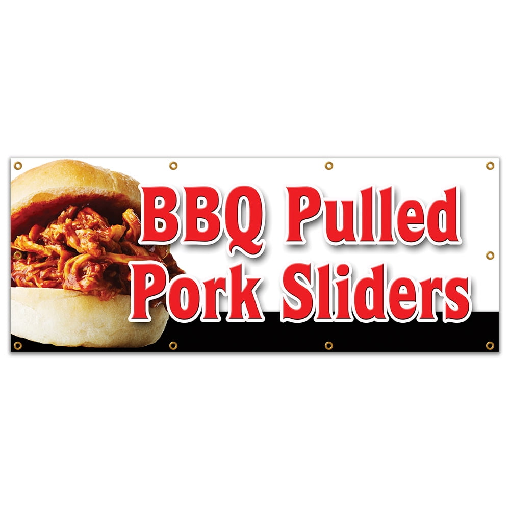 36"x96" BBQ PULLED PORK SLIDERS BANNER SIGN barbeque bar-b-que smoked ...