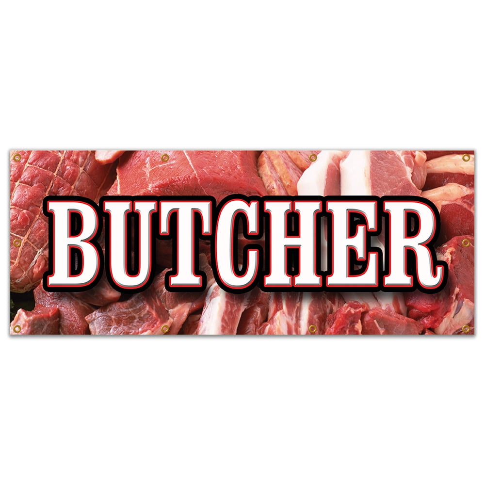 36"x96" BUTCHER BANNER SIGN shop meat quality usda beef pork poultry ...