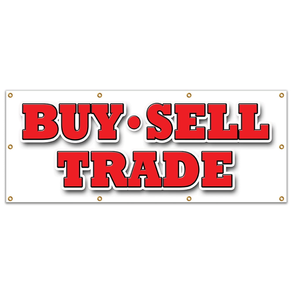 36"x96" BUY SELL TRADE BANNER SIGN pawn shop signs games comic books ...
