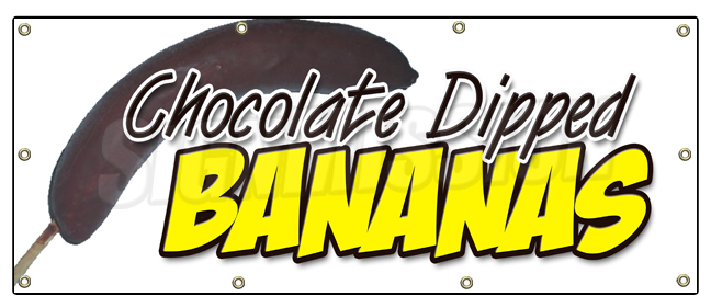 36"x96" CHOCOLATE BANANAS BANNER SIGN hand dipped frozen banana signs ...
