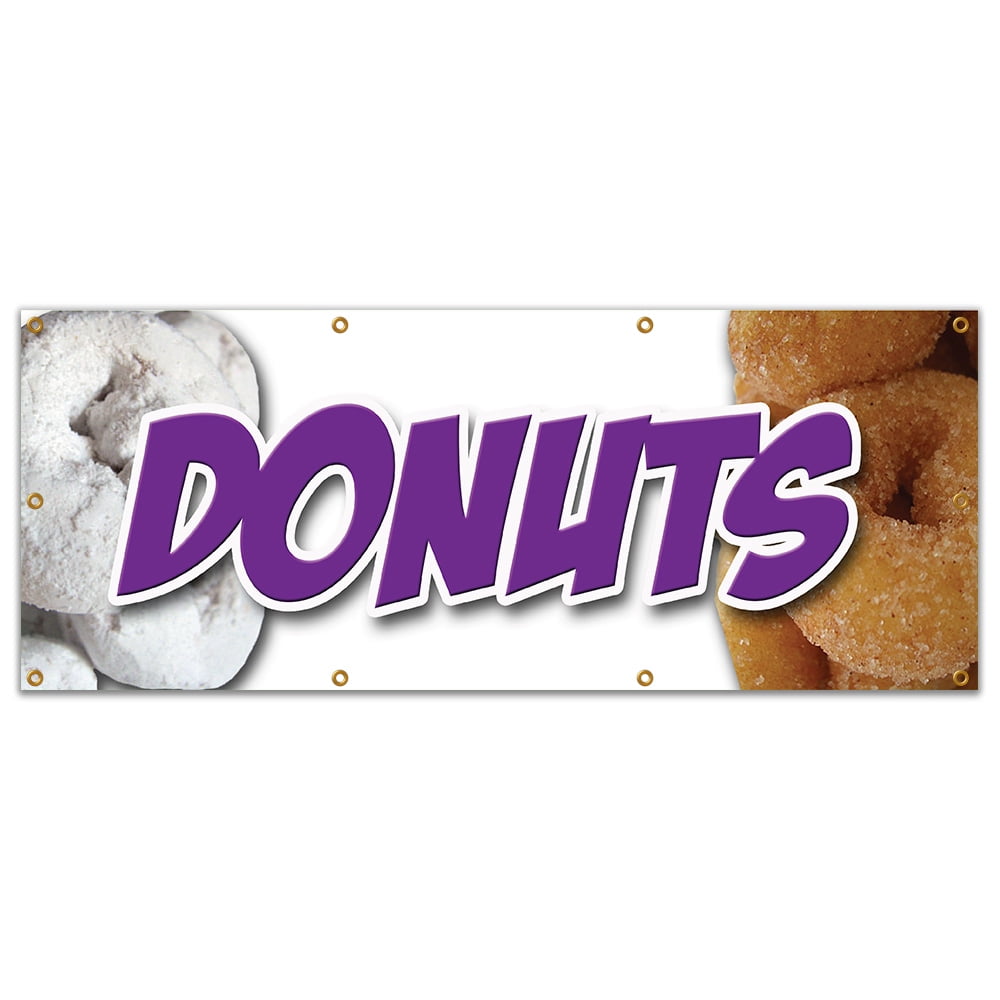 36"x96" DONUTS 1 BANNER SIGN donut fried sugar powder doughnut ...