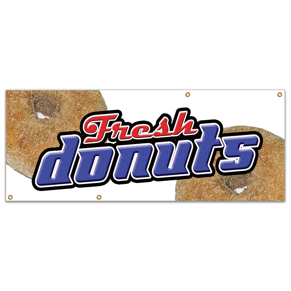 36"x96" DONUTS BANNER SIGN hot donut doughnut shop signs glazed fresh ...