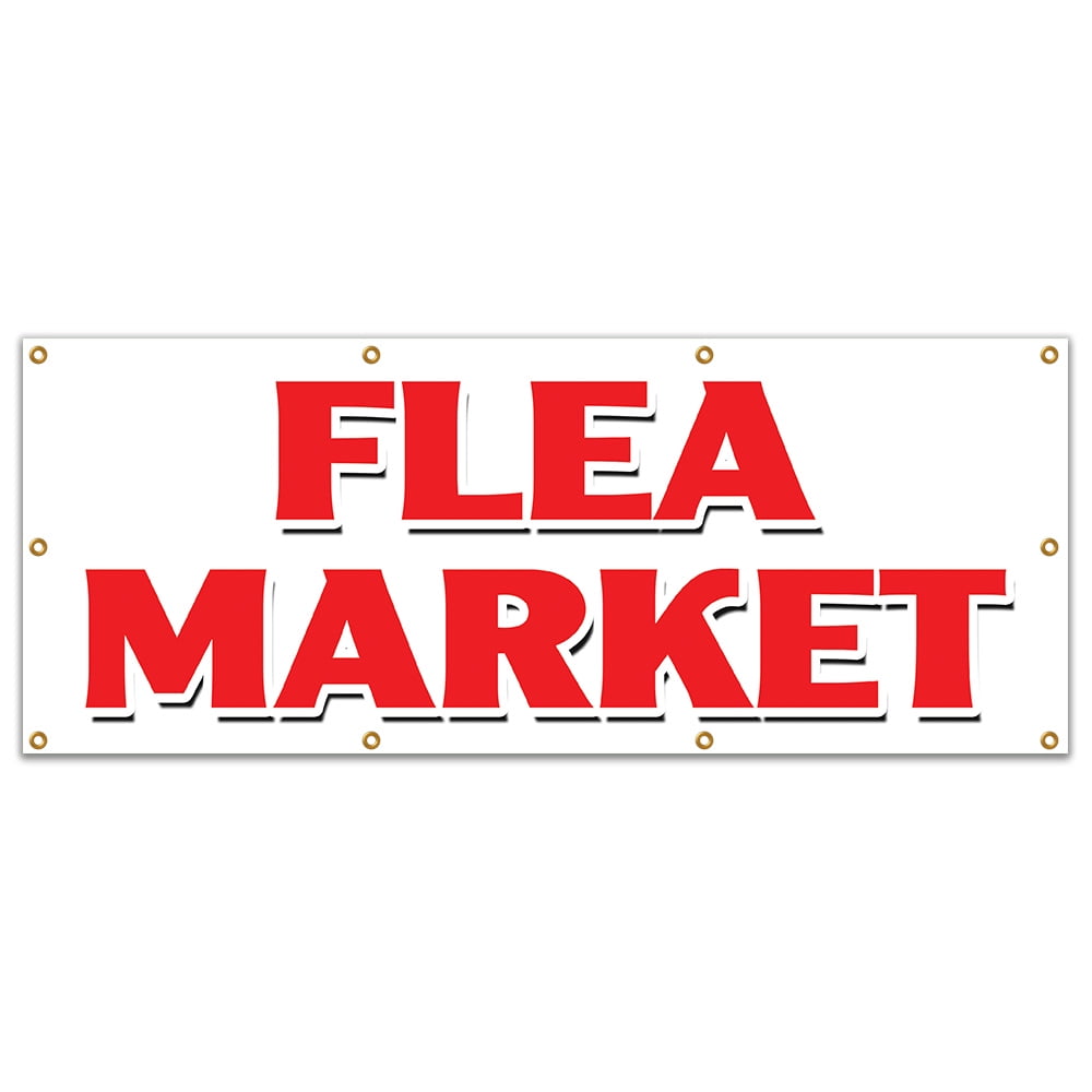 36"x96" FLEA MARKET BANNER SIGN produce clothes discount kitchen fruit ...