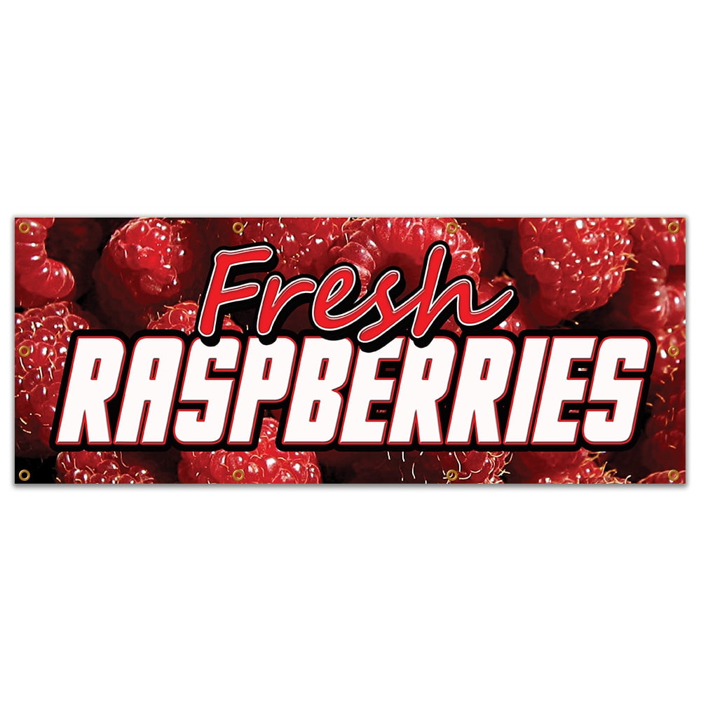 36"x96" FRESH RASPBERRIES BANNER SIGN raspberry fresh fruit berries ...