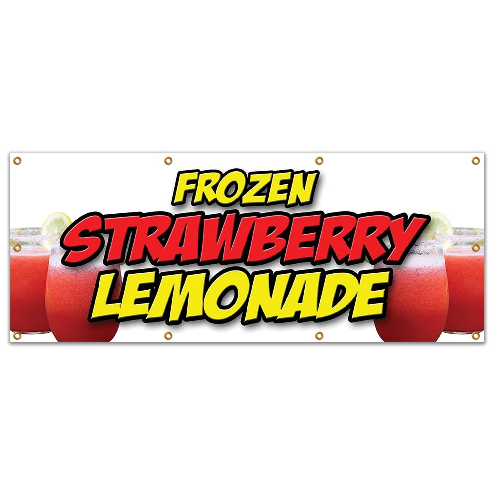 36"x96" FROZEN STRAWBERRY LEMONADE BANNER SIGN cold refreshing slushie ...