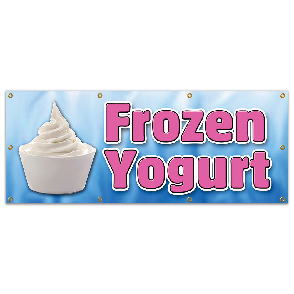 36"x96" FROZEN YOGURT BANNER SIGN yoghurt self soft serve homemade ...