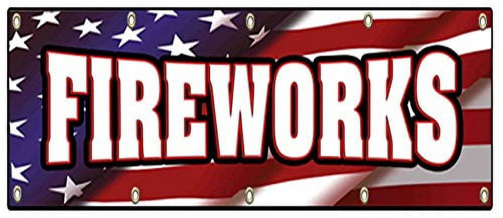 36"x96" Fireworks Banner Sign Stand Firework Store Signs July 4th fire ...