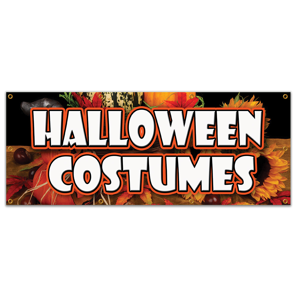 36"x96" HALLOWEEN COSTUMES BANNER SIGN masks trick or treat holiday ...