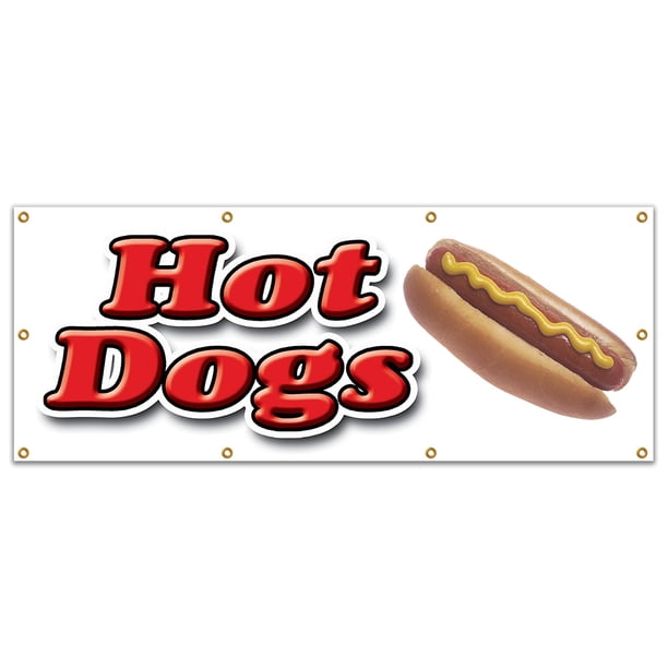 36"x96" HOT DOG 1 BANNER SIGN hot dogs cart sign signs wieners franks ...
