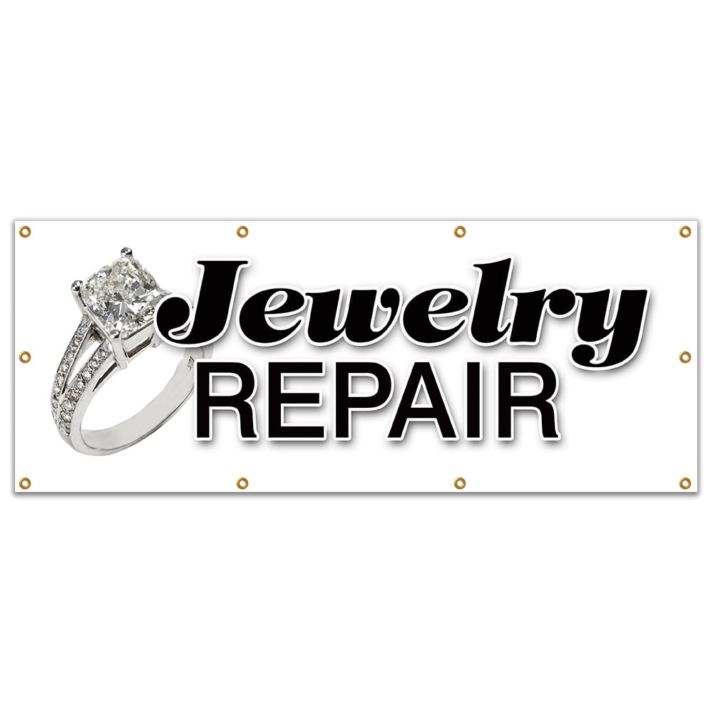 36"x96" JEWELRY REPAIR BANNER SIGN watch gold diamonds battery ...