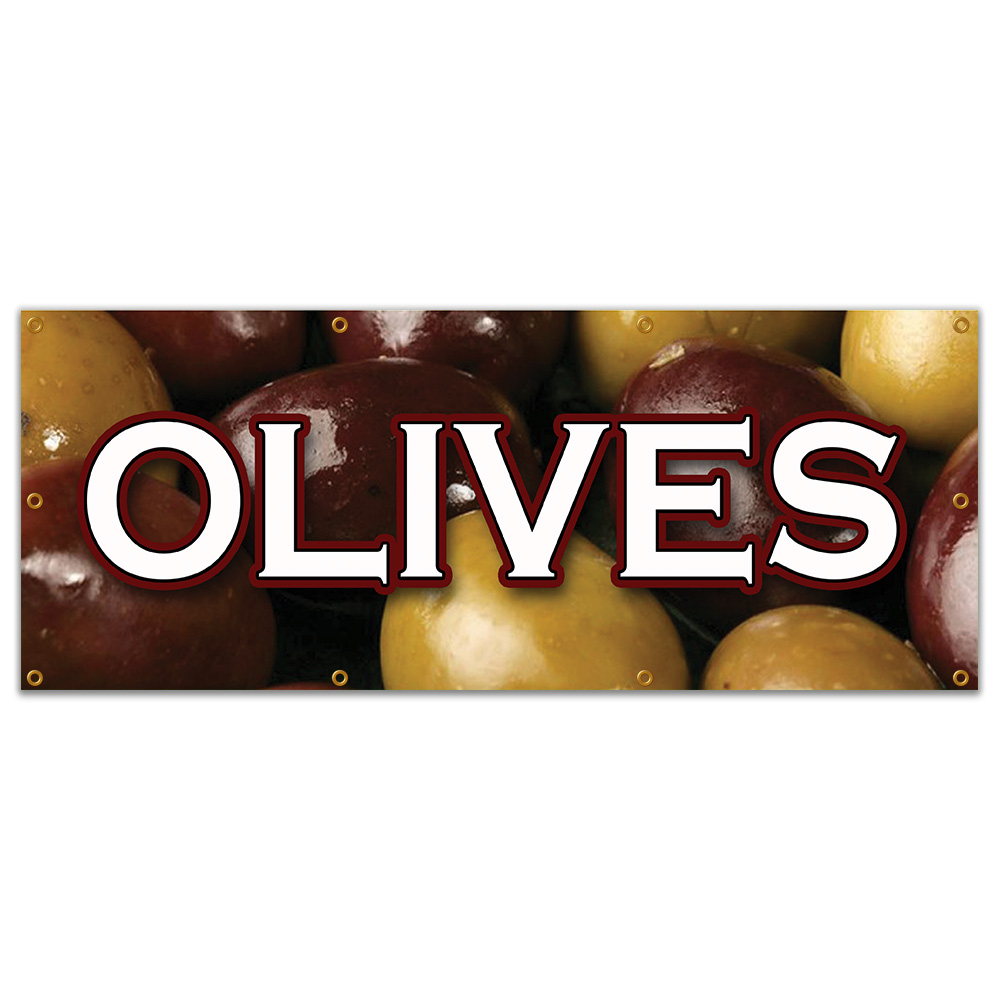 36"x96" OLIVES BANNER SIGN greek green black kalamata olive oil ...