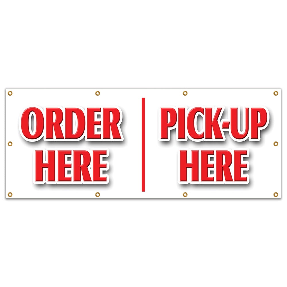 36"x96" ORDER HERE PICK-UP HERE BANNER SIGN hamburger pizza french fry ...