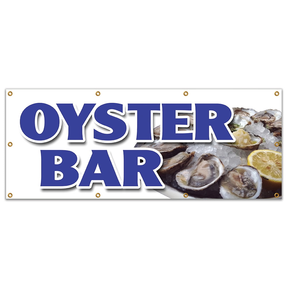 36"x96" OYSTER BAR BANNER SIGN fresh clams crabs seafood beer liquor ...