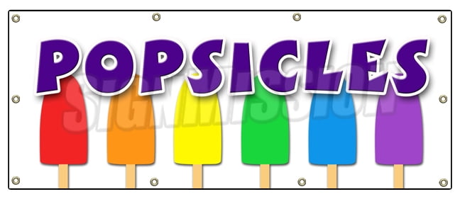 36"x96" POPSICLES BANNER SIGN frozen fruit dessert ice pop stick freeze ...
