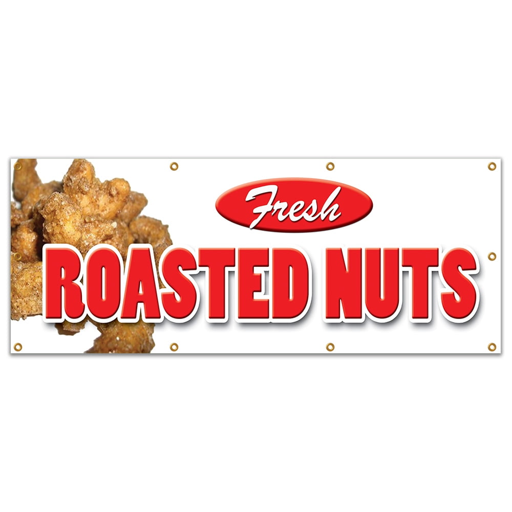 36"x96" ROASTED NUTS BANNER SIGN fresh hot signs stand peanuts ...