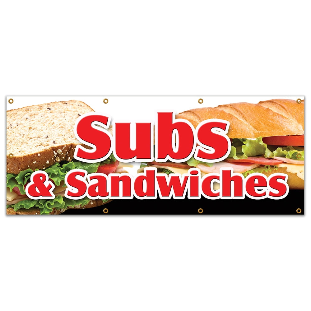 36"x96" SUBS & SANDWICHES BANNER SIGN hero hoagie huge homemade ...