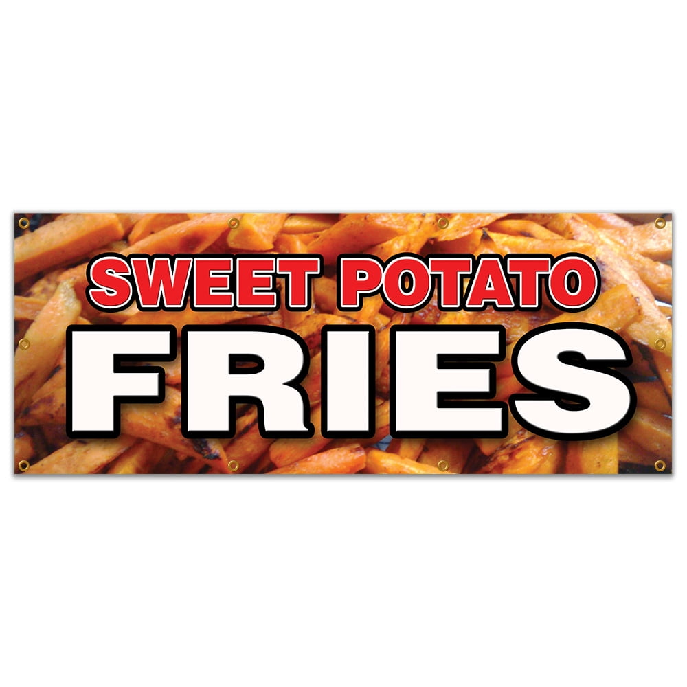 36"x96" SWEET POTATO FRIES BANNER SIGN hot crispy delicious french frys ...