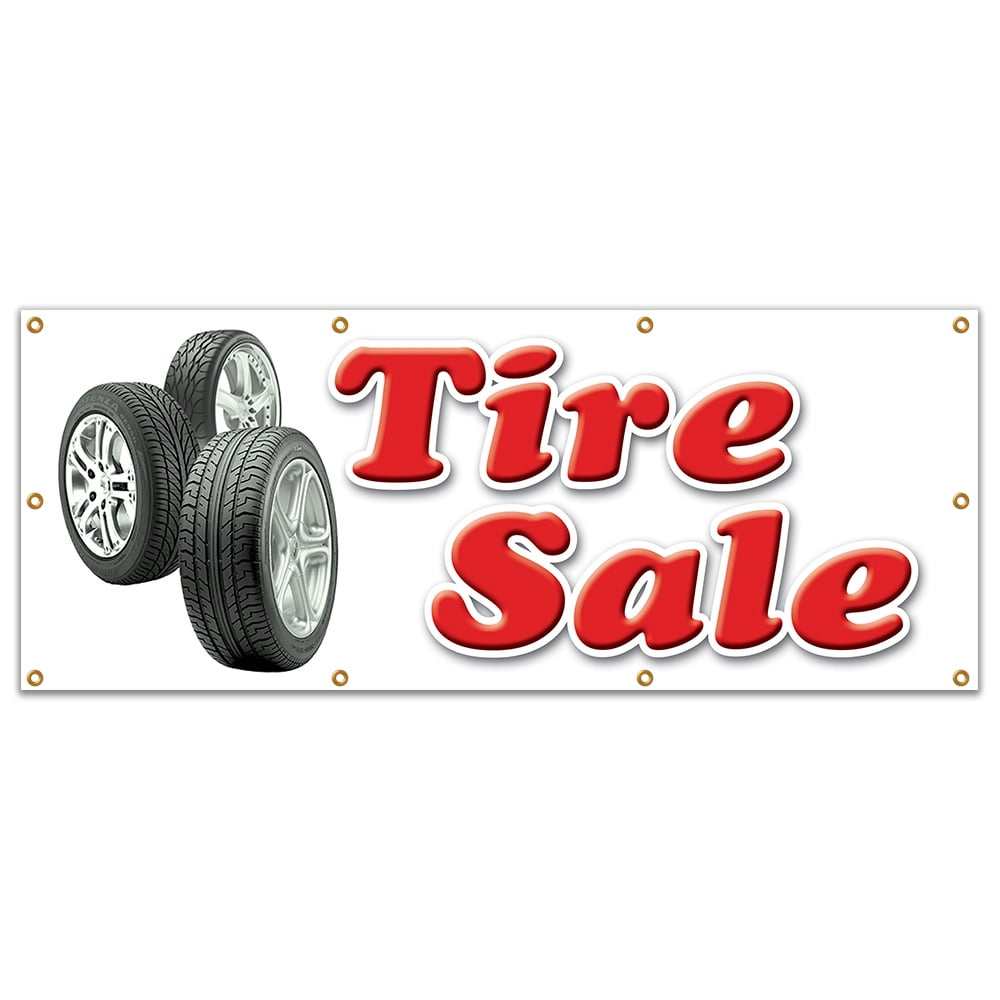 36"x96" TIRE SALE BANNER SIGN shop used tires signs recap retread ...