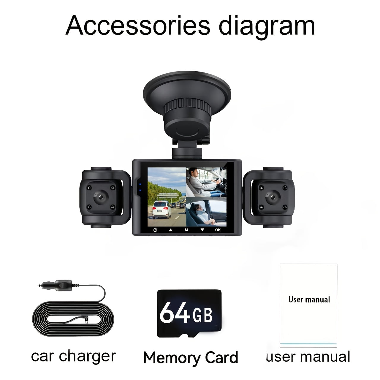 360° 4 Channel Dash Camera For Car - 1080P Car Accessories, Front Left ...