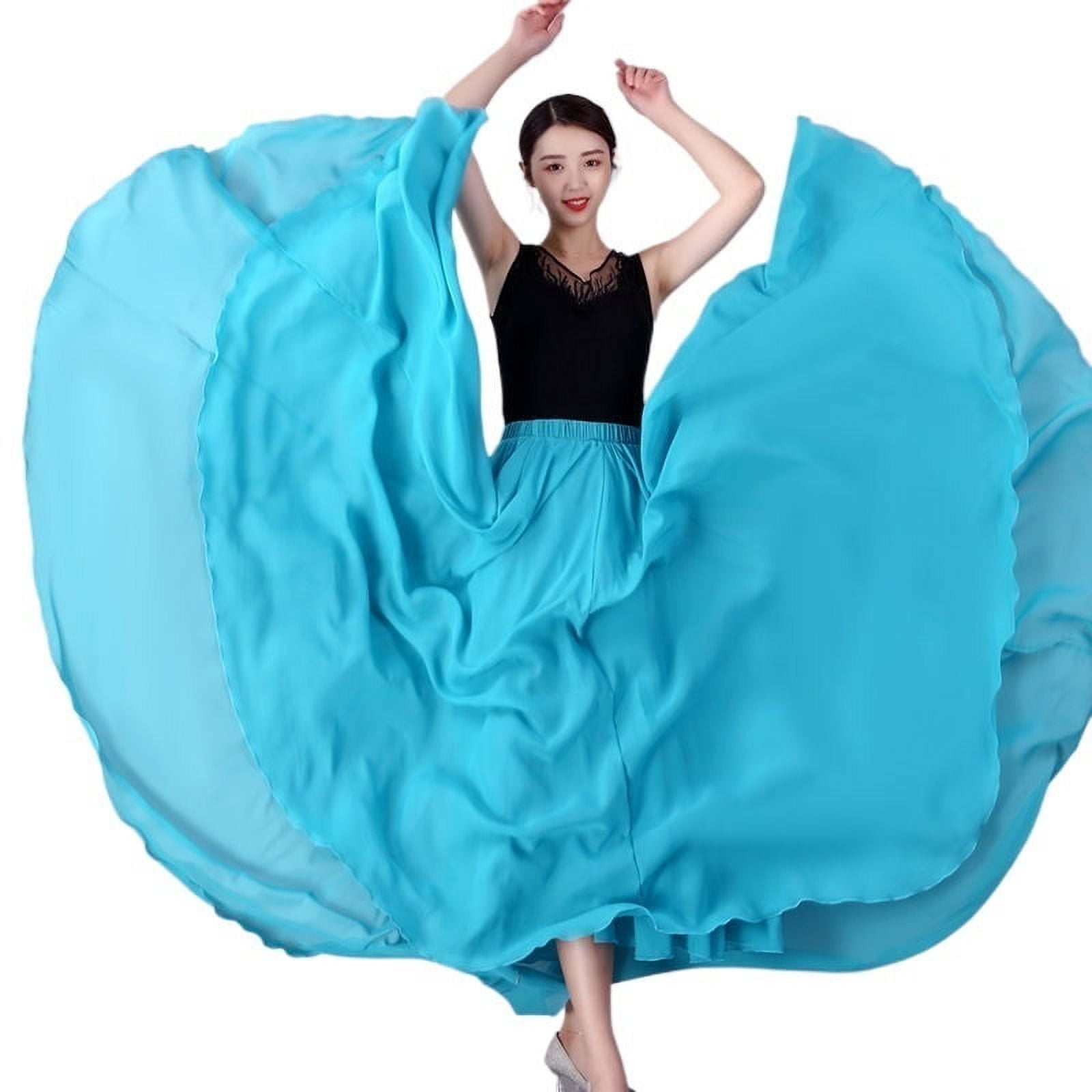 360/540/720 Degree Chiffon Skirt Ballet Belly Dance Women Gypsy Long ...