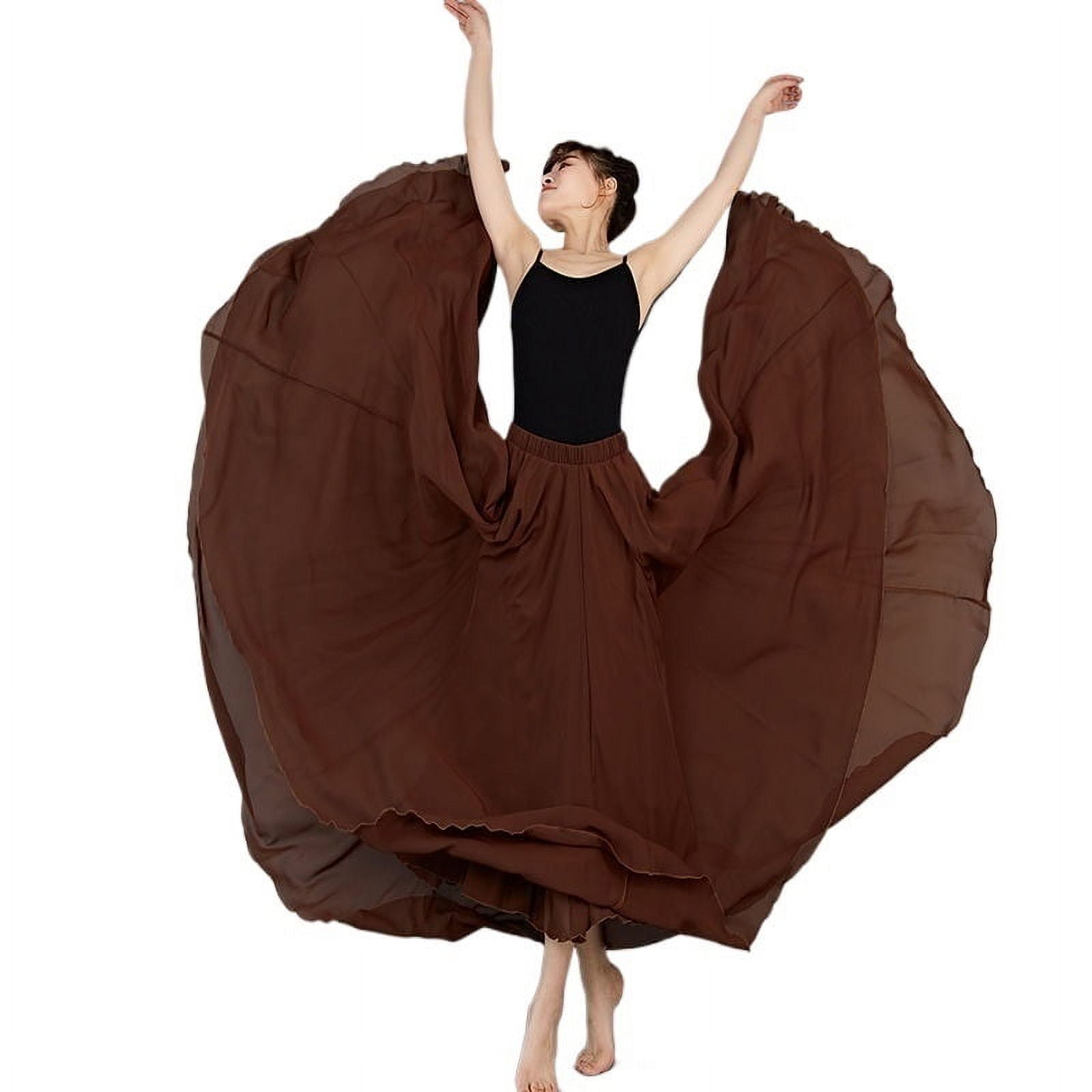 360/540/720 Degree Chiffon Skirt Ballet Belly Dance Women Gypsy Long ...