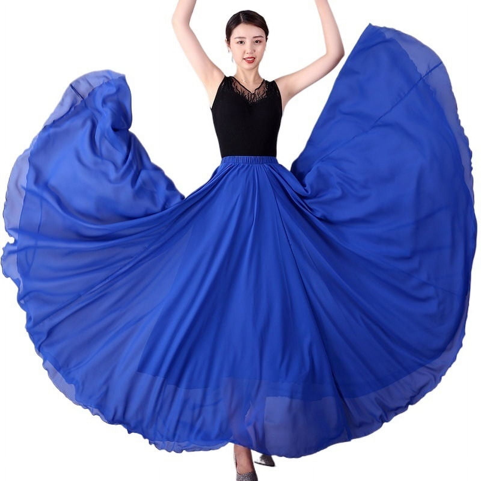 360/540/720 Degree Chiffon Skirt Ballet Belly Dance Women Gypsy Long ...